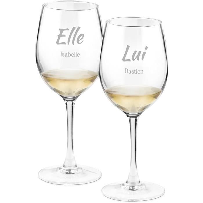 2 Verres à Vin en Cristal Verres gravés 350 ml Verres Personnalisés ...