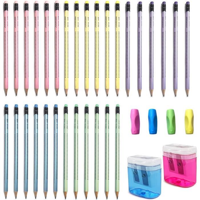 Lot de 30 crayons et 4 outils d'écriture avec 2 taille-crayons, 5 ...