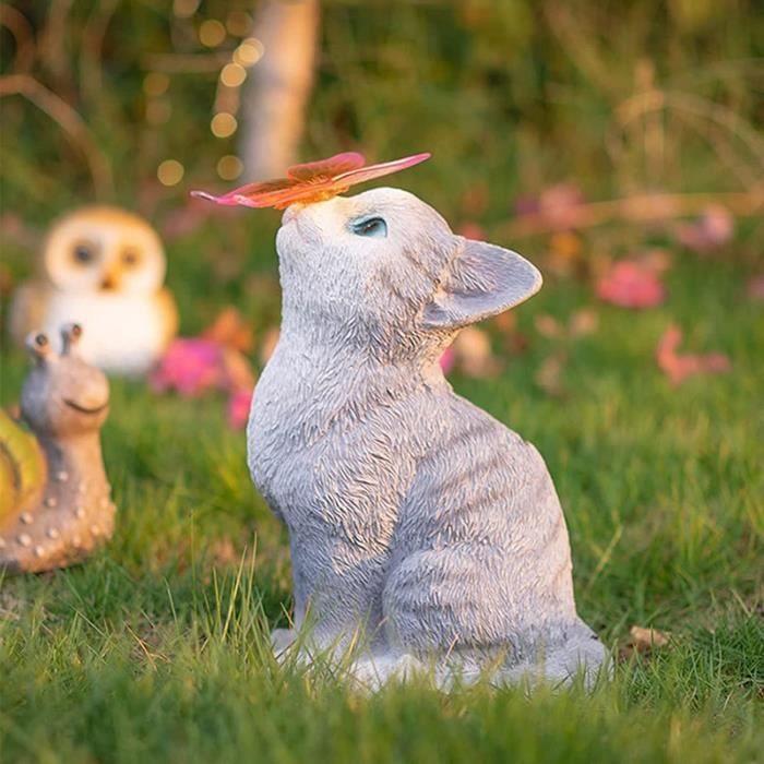 Statues De Jardin De Chat, Décor De Jardin Avec Lumière Solaire ...