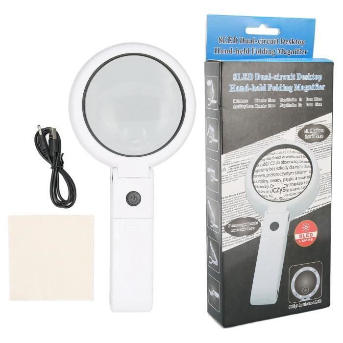 CHR Loupe éclairante pliable à LED à main avec support pour lecture ...