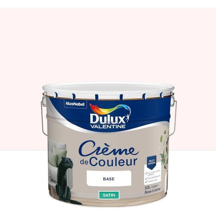 Peinture Dulux Valentine Crème de Couleur - Satin Matin Blanc 10 L ...