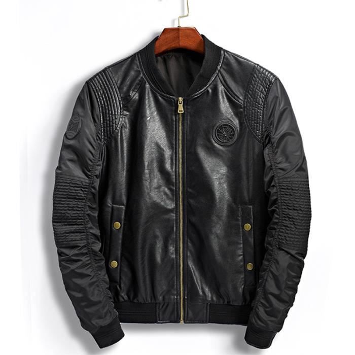 Veste homme a la mode en col standup motard en PU cuir Veste hommes ...