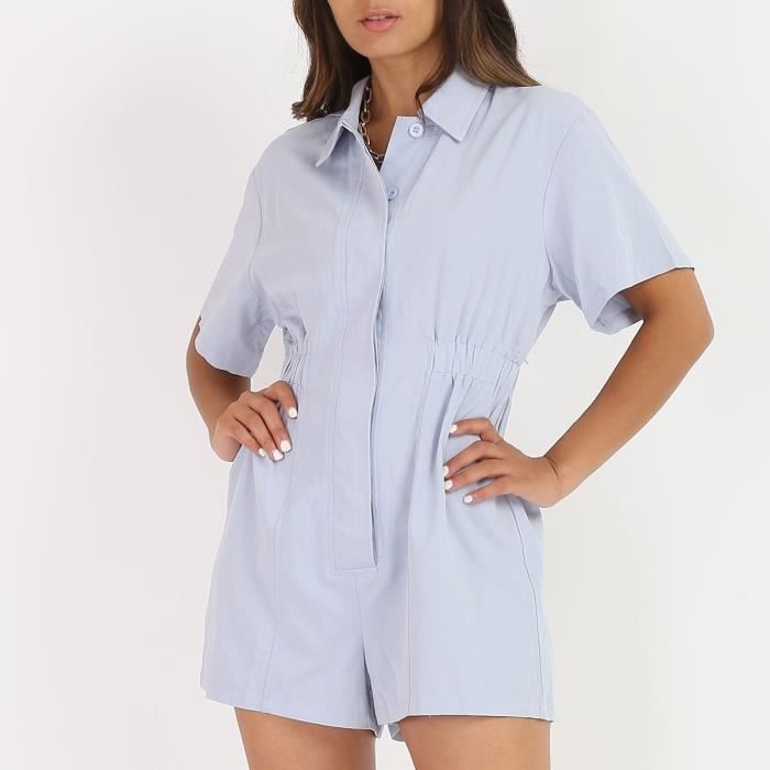 Combi-short bleue froncée à la taille Bleu - Cdiscount Prêt-à-Porter
