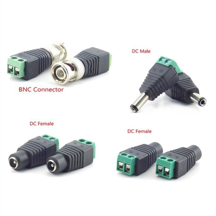 Connecteur BNC 12V DC mâle-femelle,1-2-10 pièces,câble d'alimentation ...