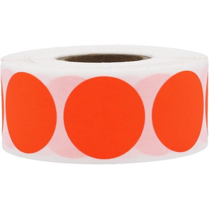 Lot De 500 Gommettes Autocollantes Rondes Rouges Fluorescentes, 25 Mm ...