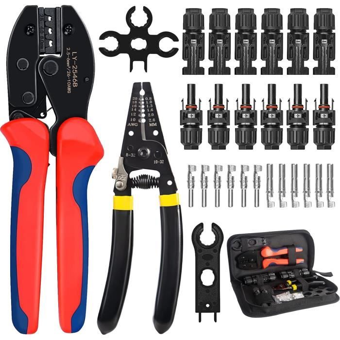 Kit D'Outils De Sertissage Solaires Pour Panneau Solaire 2,5-4-6 Mm² Câble Pv, 6 Paires De ...