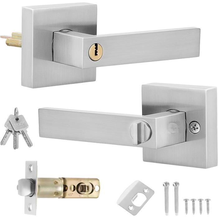 Square Privacy Door Lever With Lock,Door Handle With Lock And Key,Lock ...