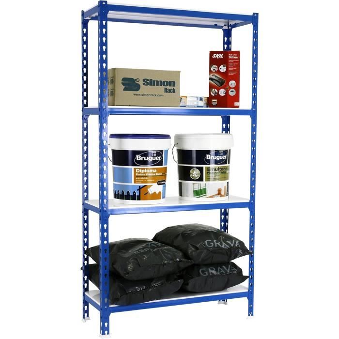 Étagère Métallique - SimonRack - 4 Niveaux - 200 kg Capacité - Montage Facile - Bleu - Cdiscount ...