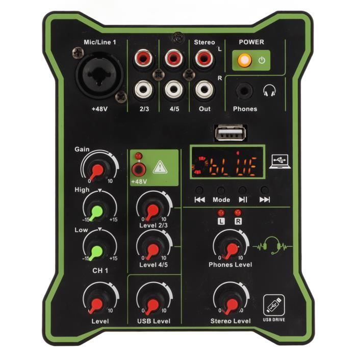 Table de mixage - SONEW - 5 canaux - Bluetooth - USB - Enregistrement ...