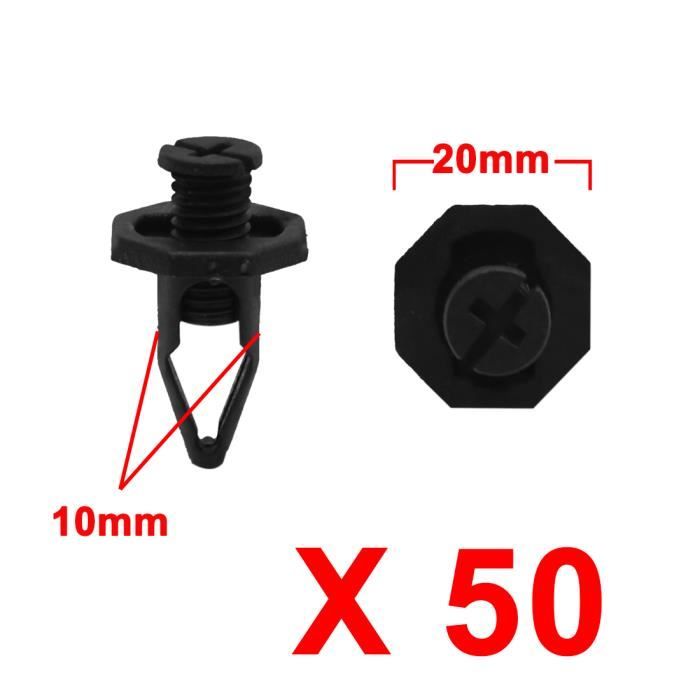 Sourcing map 50Pcs Rivet plastique vis fixation 10mm Clip Noir ...