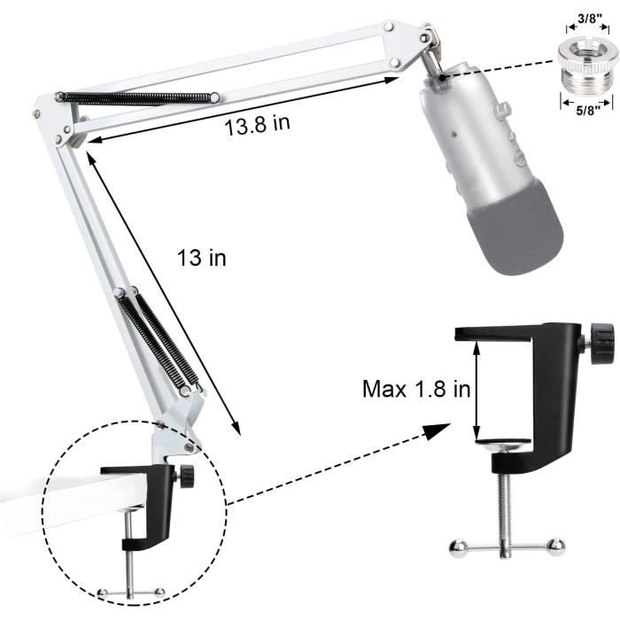 Blue Yeti Support Microphone Professionnel Réglable avec Bonnette en ...