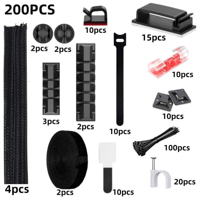 Kit De Gestion Des Câbles De 200 Pièces Comprenant 54 Supports De Serre ...