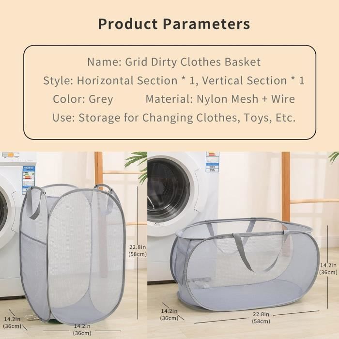 DAWNTREES Panier à linge pliables,2 pop-up Launy Basket Hamper,Grand ...