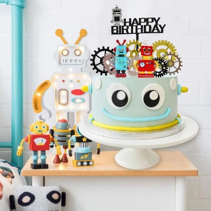 Gâteau Toppers Robot Decoracion Happy Birthday Cake Topper Mini ...