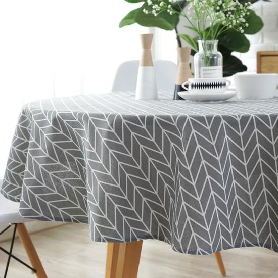 150CM Nappe de Table Ronde Colorée Tissu Nordique Polyester Coton Linge ...