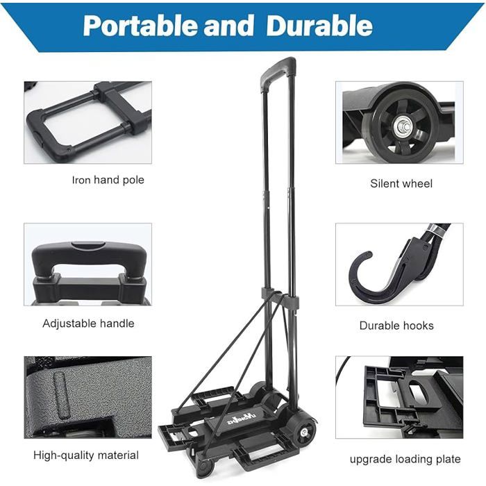 Diable Pliant en Acier 2 Roue - 35KG Capacité | Léger ; Résistant ...