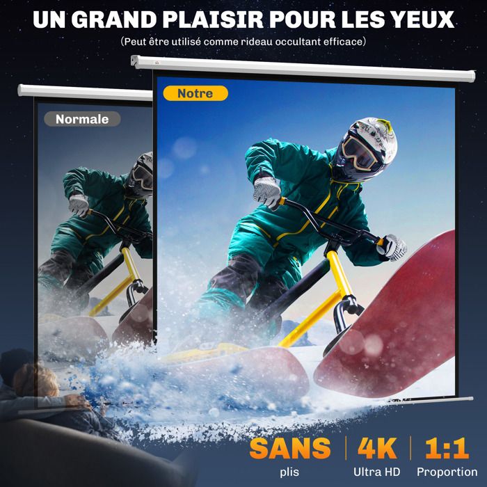 Écran de Projection Motorisé - HOMCOM - 120 Pouces - 4K HD Électrique ...