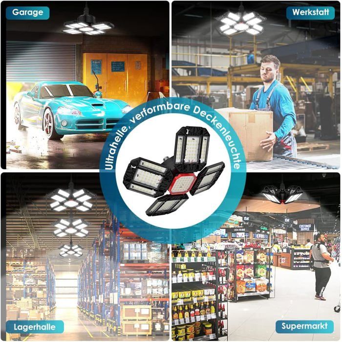 200W LED Lampe d'atelier Eclairage de garage 1 PCS 6500K Plafonnier ...