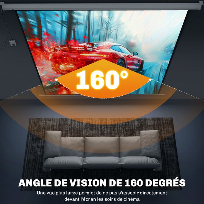 Écran de Projection Motorisé - HOMCOM - 120 Pouces - 4K HD Électrique ...