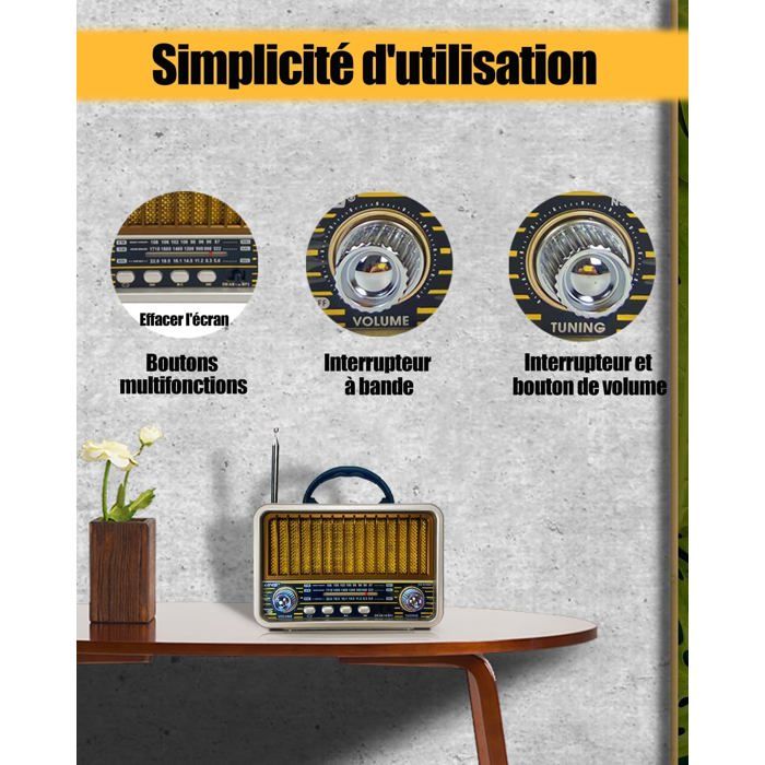 Poste Radio Portable, AM/SW/FM Petite Radio Vintage, Transistor Radio a ...
