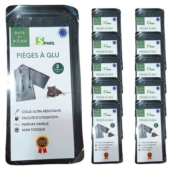 Piege A Colle Pour Rat Et Souris. Glu Puissante. 10 Plaques Collantes ...