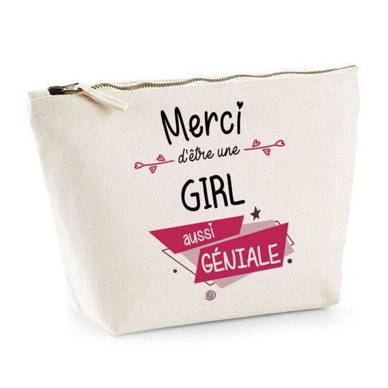 Trousse à accessoires - Merci Girl - Beige - Coton 100% - Idéale pour ...