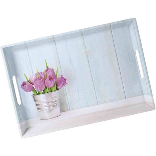 PER Plateau de service Tulipes en mélamine avec bord extra haut ...