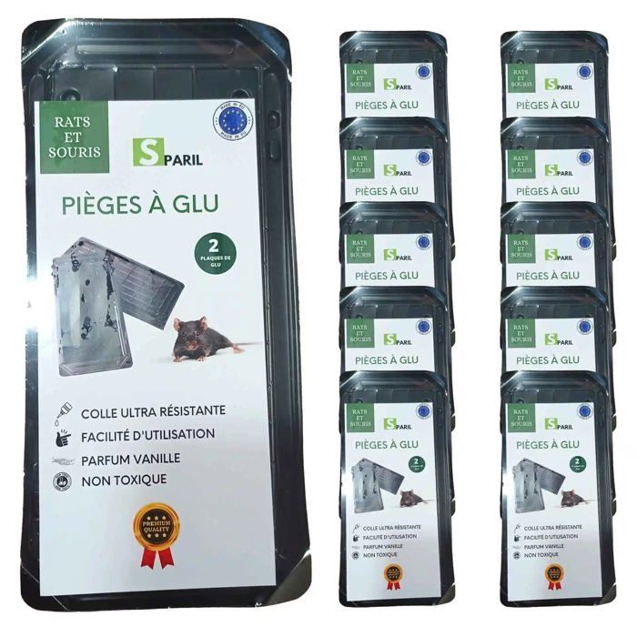 Piege A Colle Pour Rat Et Souris. Glu Puissante. 10 Plaques Collantes ...