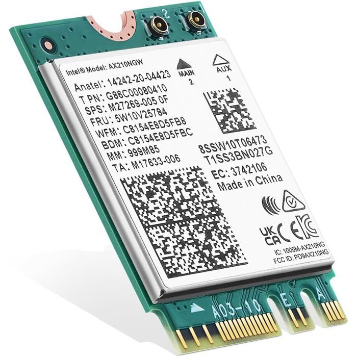 Bine Carte WiFi 6E M.2 AX210NGW Adaptateur réseau WiFi, Puce Intel AX210 Bluetooth 5.3, 5400 ...
