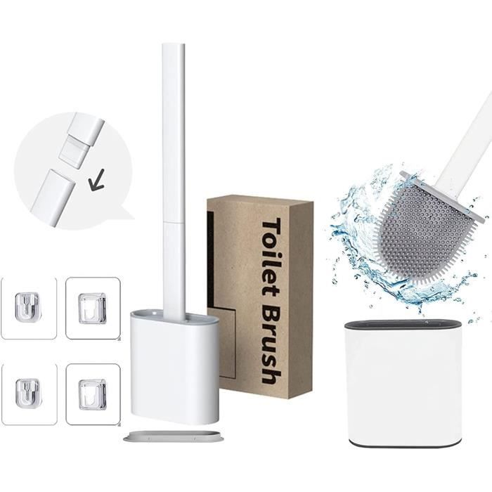 Lot De 2 Brosses Wc En Silicone Et Support Pour Salle De Bain, Brosse De Toilette Avec Poils ...