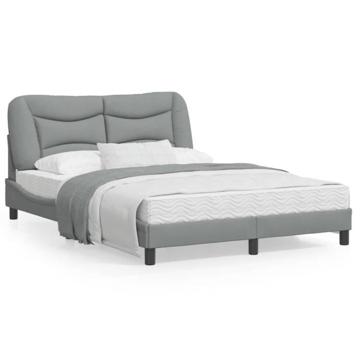 Cadre de lit - KEEN SO - DA007 - 140x190 cm - Tissu gris clair ...
