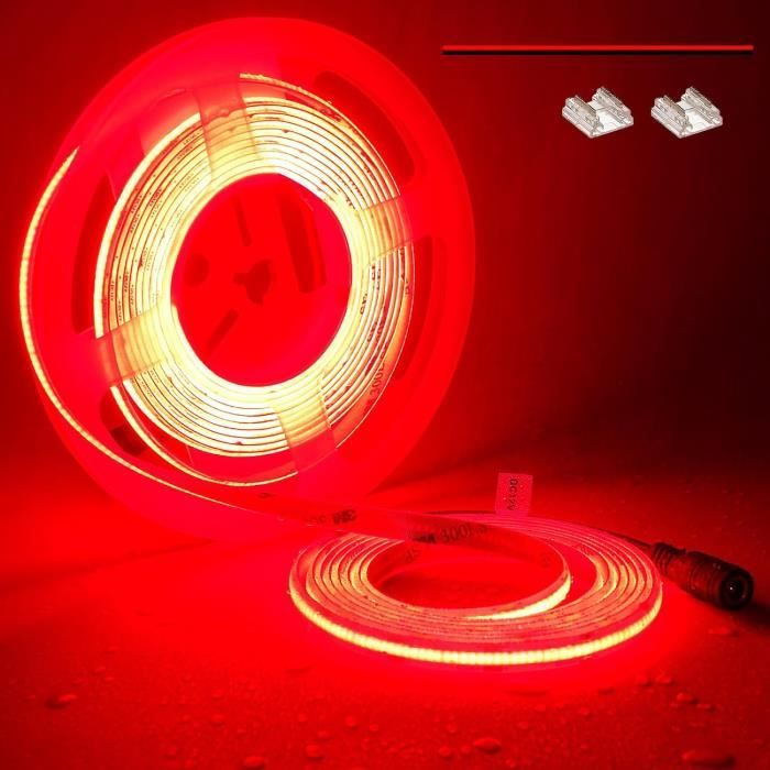 12V Cob Ruban Led Rouge 5M Ip65 Étanche Haute Densité 480Led-M 2400Leds ...