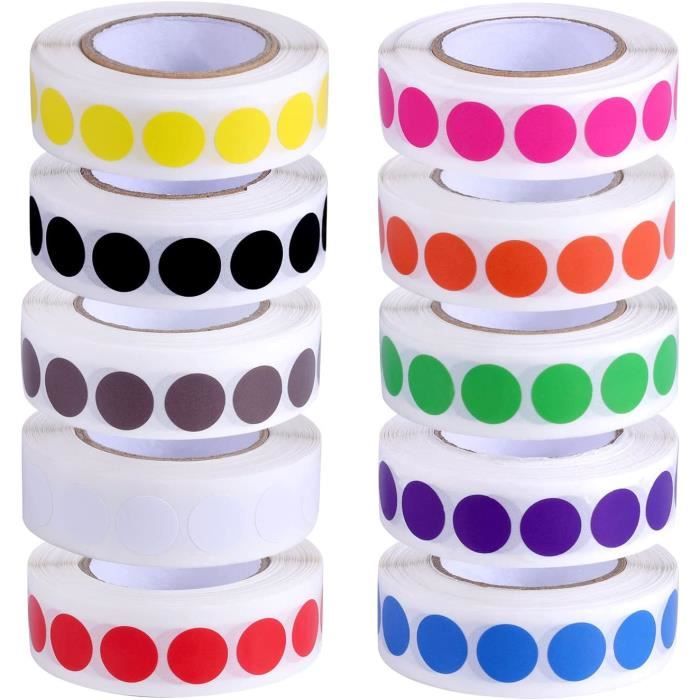 Gommettes Autocollantes Rondes 10 Rouleaux De Codage Étiquettes 13Mm ...