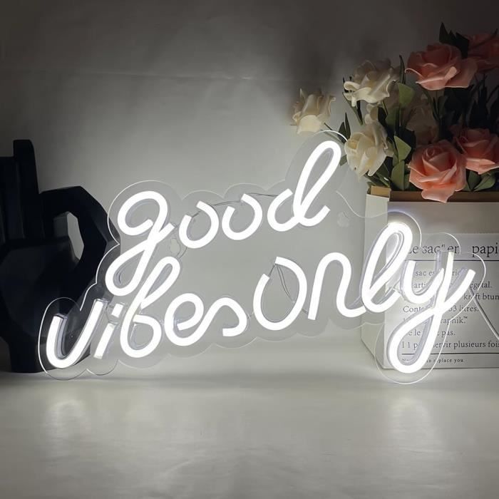 Led Good Vibes Blanc Enseigne Néon Acrylique Lettres Led Signes Panneau ...