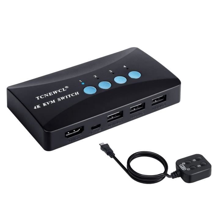 4K Commutateur Kvm Switch 4 Port, Switch Kvm Hdmi Usb Pour Brancher Max ...