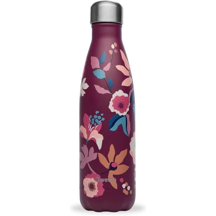Qwetch - Bouteille Isotherme Bohème Prune 500ml - Gourde Nomade Inox - 24h Froid et 12h Chaud ...