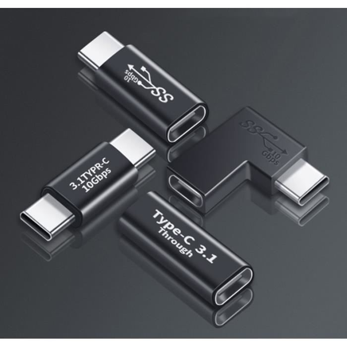 F to M 90 degree -Adaptateur de conversion USB 3.1 type C mâle femelle ...
