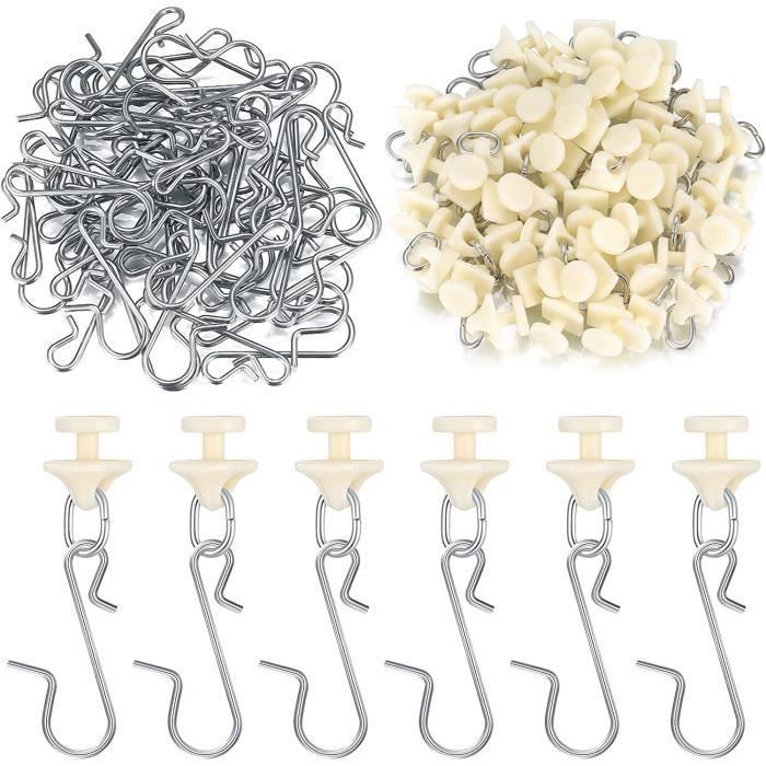 100 Crochet de Rideau Rail Set(50 Glisseurs pour Rail à Rideaux ...