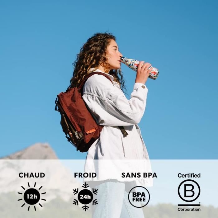 Qwetch - Bouteille Isotherme Bohème Prune 500ml - Gourde Nomade Inox ...