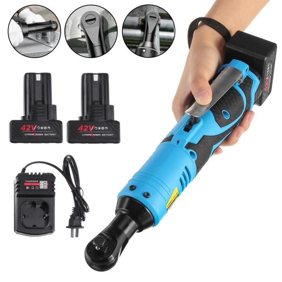 Clé à Choc Cliquet Electrique Sans Fil avec 2 Batteries 42V 7800mAh ...