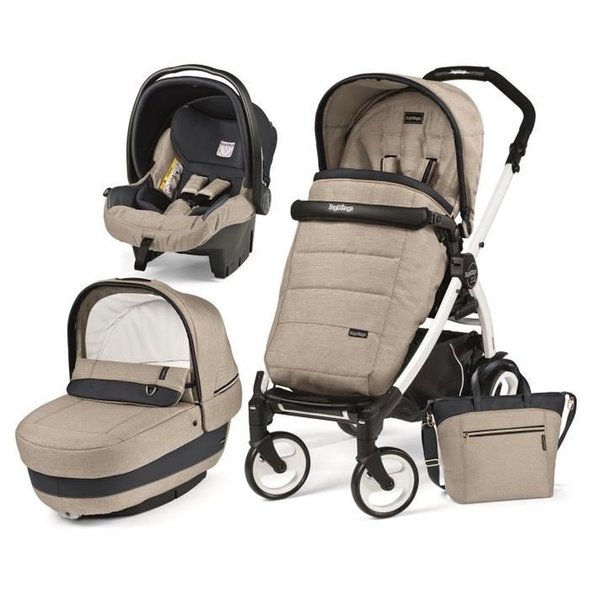 TRIO BOOK PEG PEREGO ELITE LUXE BEIGE (Chassis bp 51 blanc/noir ...