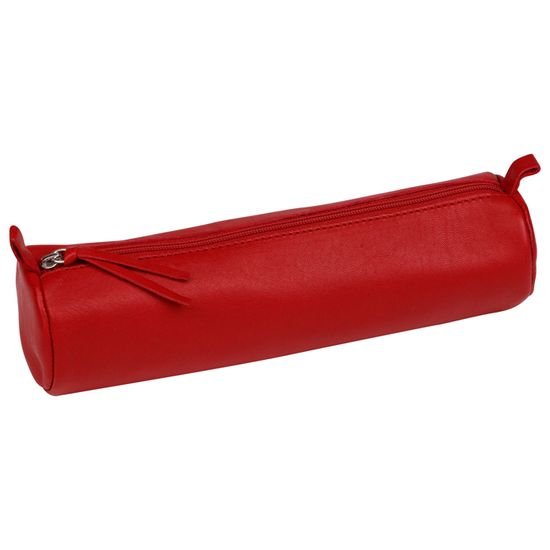 Trousse - Cuir - Rouge - 21 x D5 cm - Zippée - Véritable cuir d'agneau ...