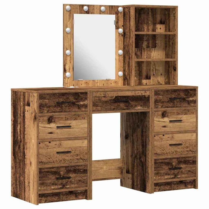 Coiffeuse moderne avec miroir - vidaXL - Marron - Bois d'ingénierie ...