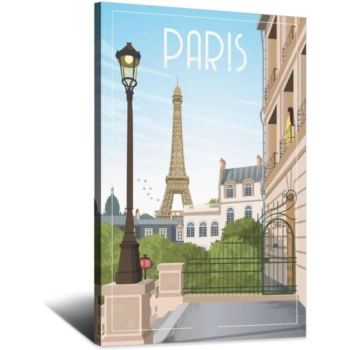 Poster Paris France Tour Eiffel Vintage Voyage Toile Art Poster Photo ...