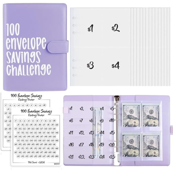 100 Envelopes Money Saving Challenge, Money Saving Binder with Cash ...