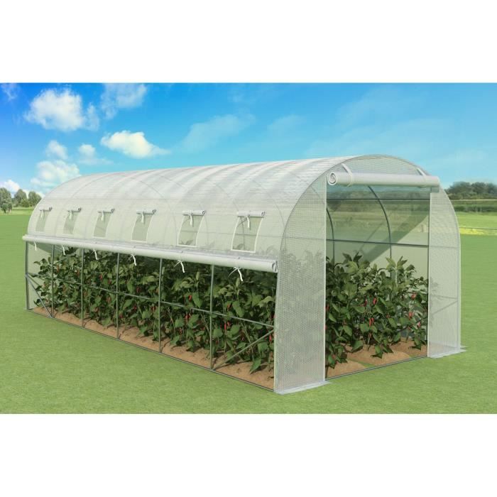 Serre de jardin tunnel 18m2 en acier galvanisé haute qualité - 6X3X2M ...