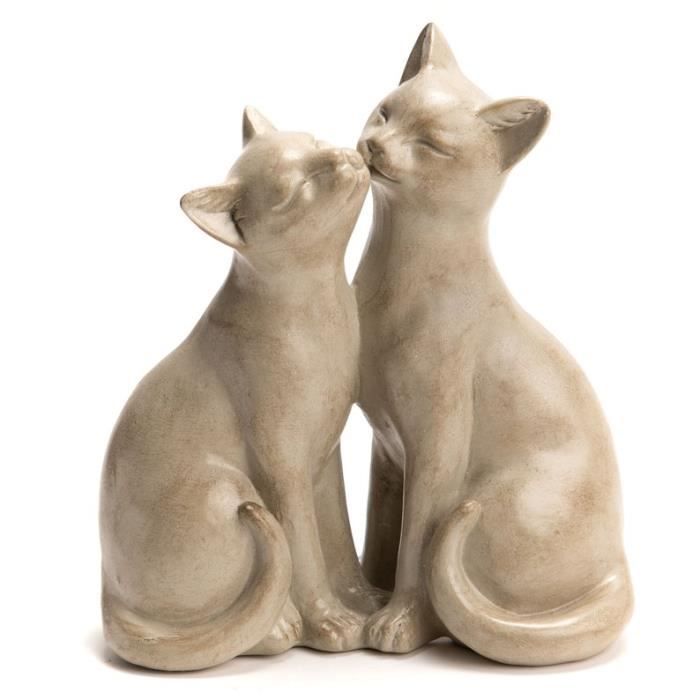 Statues de chats "Amour", en résine beige, hauteur 22 centimètres. Pour ...