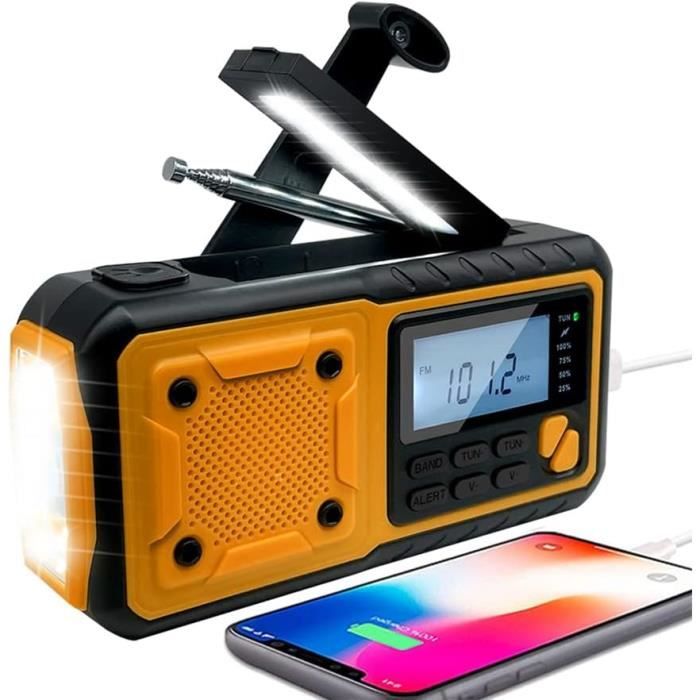 Radio Solaire Portable Fm-Am(Mw), Manivelle Radio D'Urgence Batterie ...