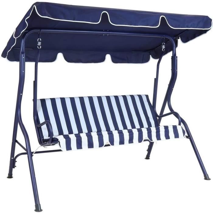 BALANCELLE Bakaji Balancelle de jardin 3 places avec toit pare-soleil r ...
