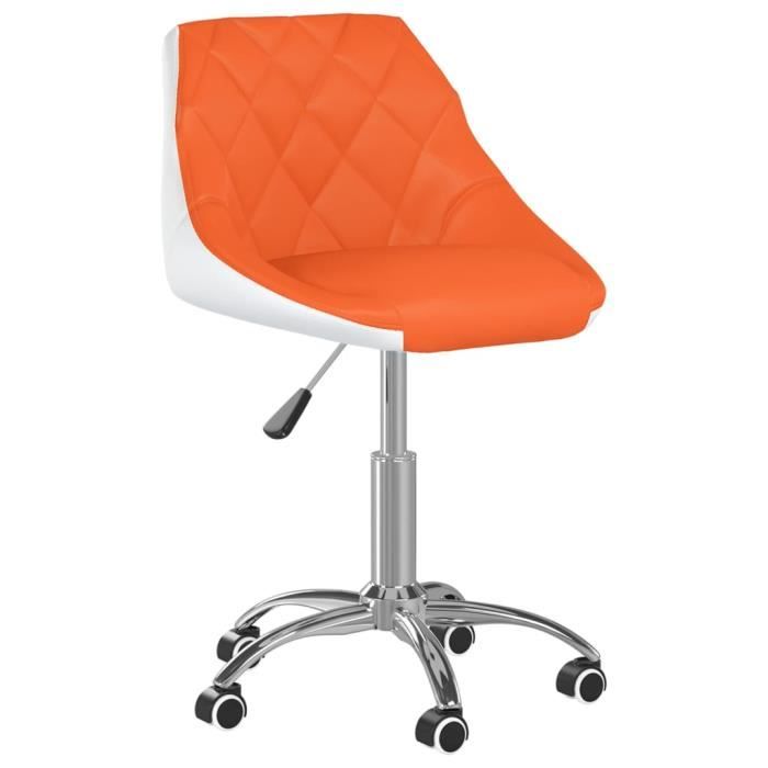Chaise de bureau pivotante Orange et blanc Similicuir - Cdiscount Maison